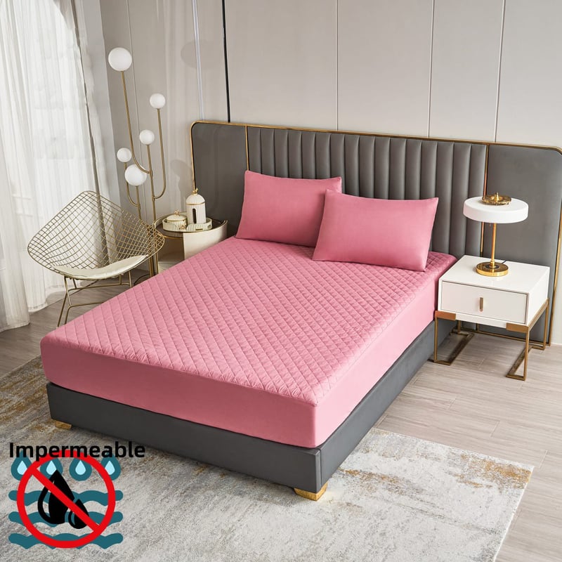 GENERICO TOPPER IMPERMEABLE O CUBRE COLCHON 2 PLAZAS COLOR LISO ROSA TF ...