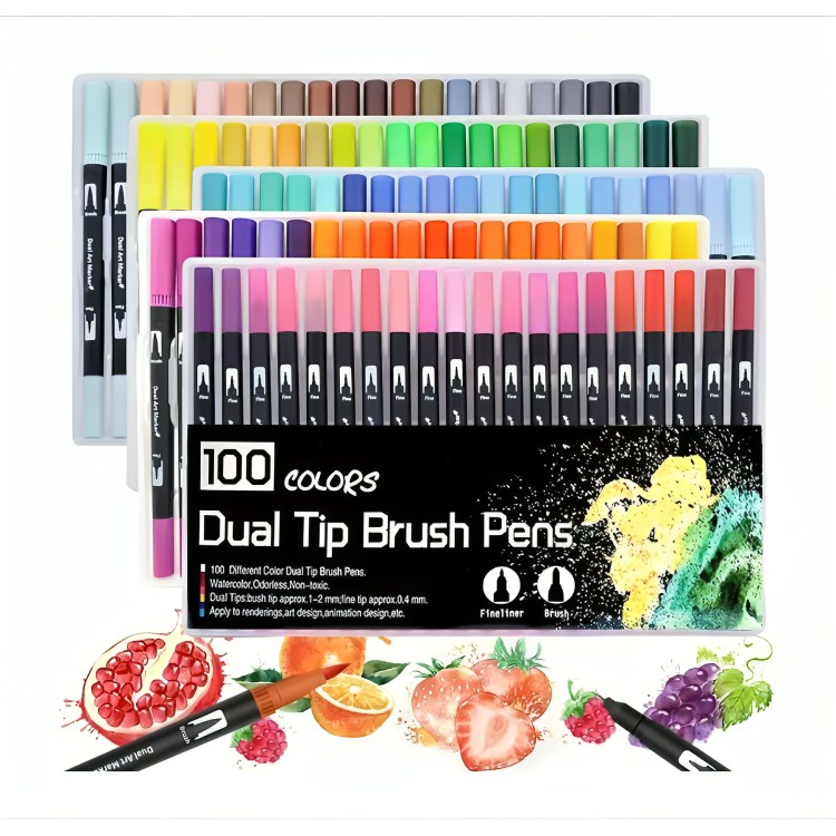 OEM 100 Marcadores De Doble Punta Tipo Pincel Colores | falabella.com