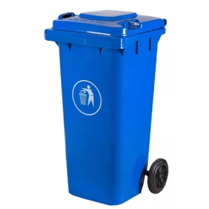 Basurero Contenedor De Basura 120 Litros Con Ruedas Color Azul ...