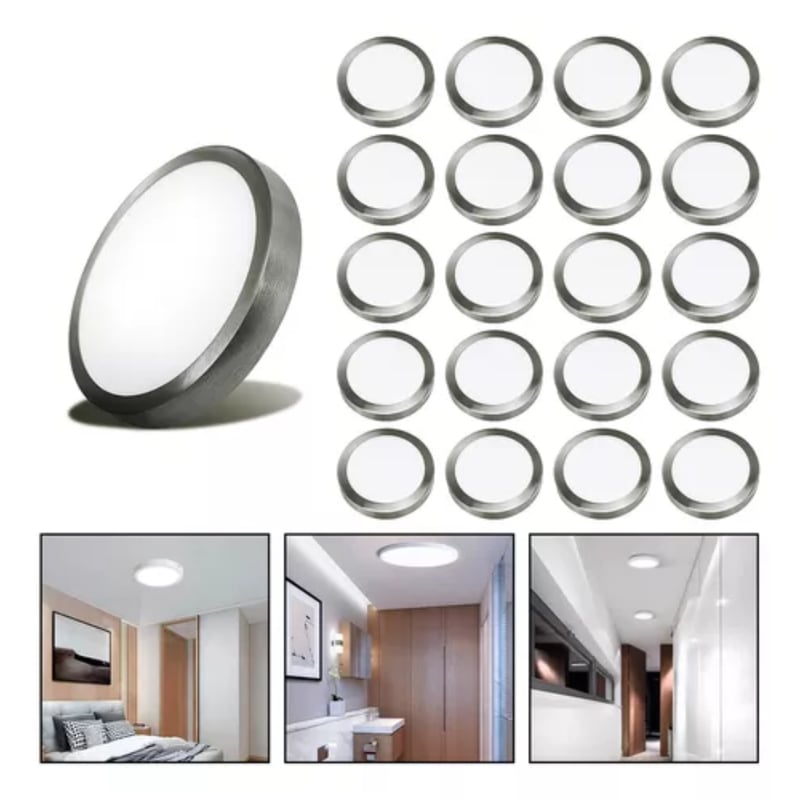 GENERICO 5 Foco Plafon Led Redondo Sobrepuesto 24w Luz Fria Niquel ...