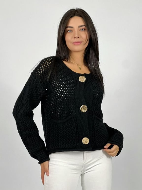 ENIGMATICA BOUTIQUE Chaleco Lana Tejido Con Botones Grandes - Negro - Único | falabella.com