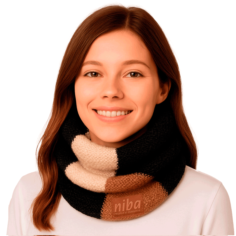 NIBA Bufanda Lana Circular Multicolor Azul Beige Niba | falabella.com