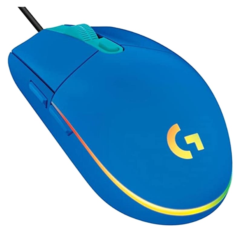 LOGITECH Mouse Gamer Alambrico 8000 Dpi Lightsync Azul G203 | falabella.com