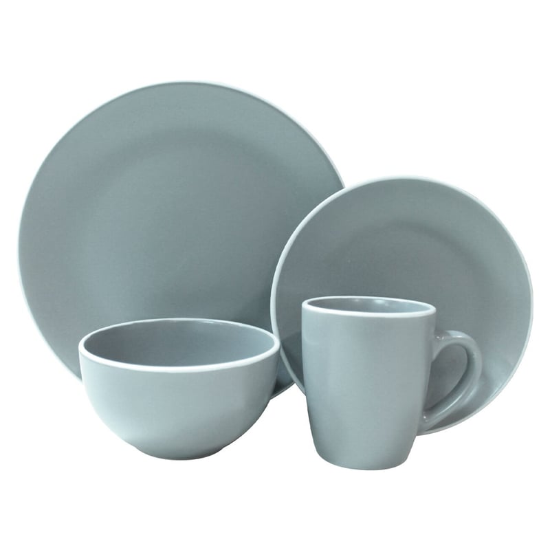 GENERICO Loza 16 piezas color gris borde blanco | falabella.com