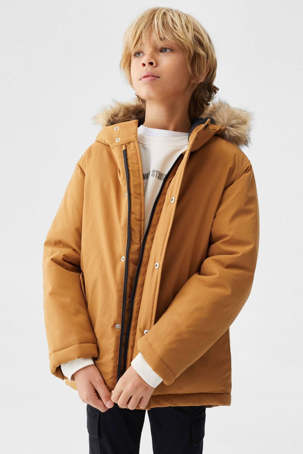 MANGO KIDS Parka Capucha Pelo Desmontable Niño Mango Kids | falabella.com