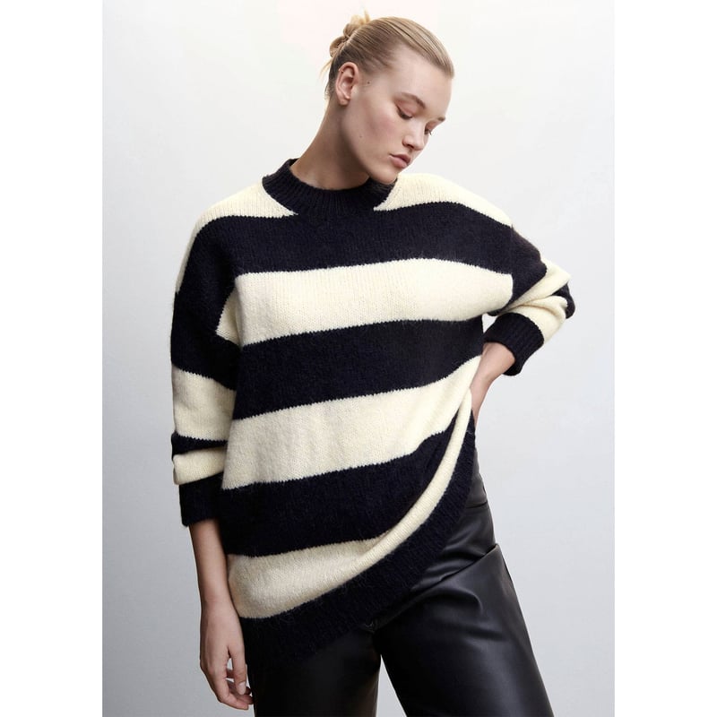 MANGO Sweater Estampado Rayas Cuello Perkins Carioque Mujer Mango ...