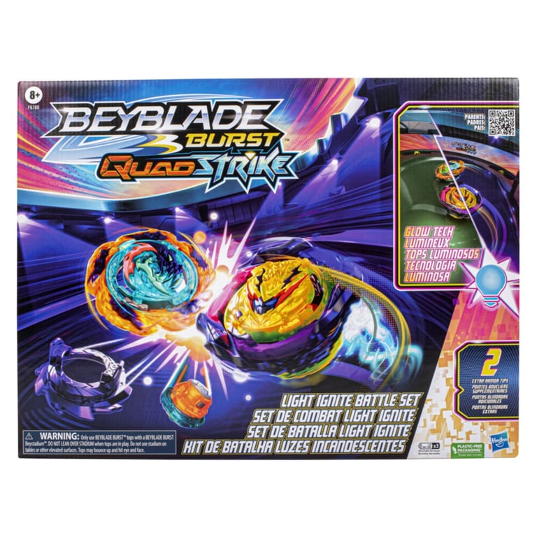 BEYBLADE Trompo Burst Quadstrike Set De Batalla Light Ignite Beyblade ...