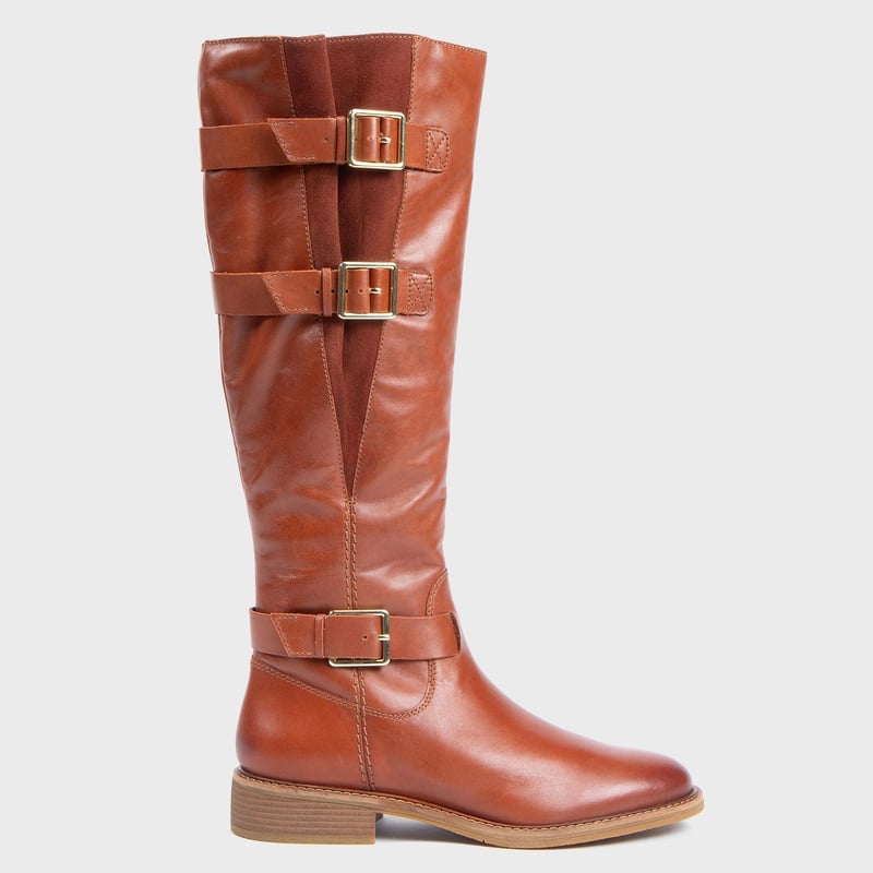 CLARKS Bota Biker Larga Mujer Cuero Café Clarks | falabella.com