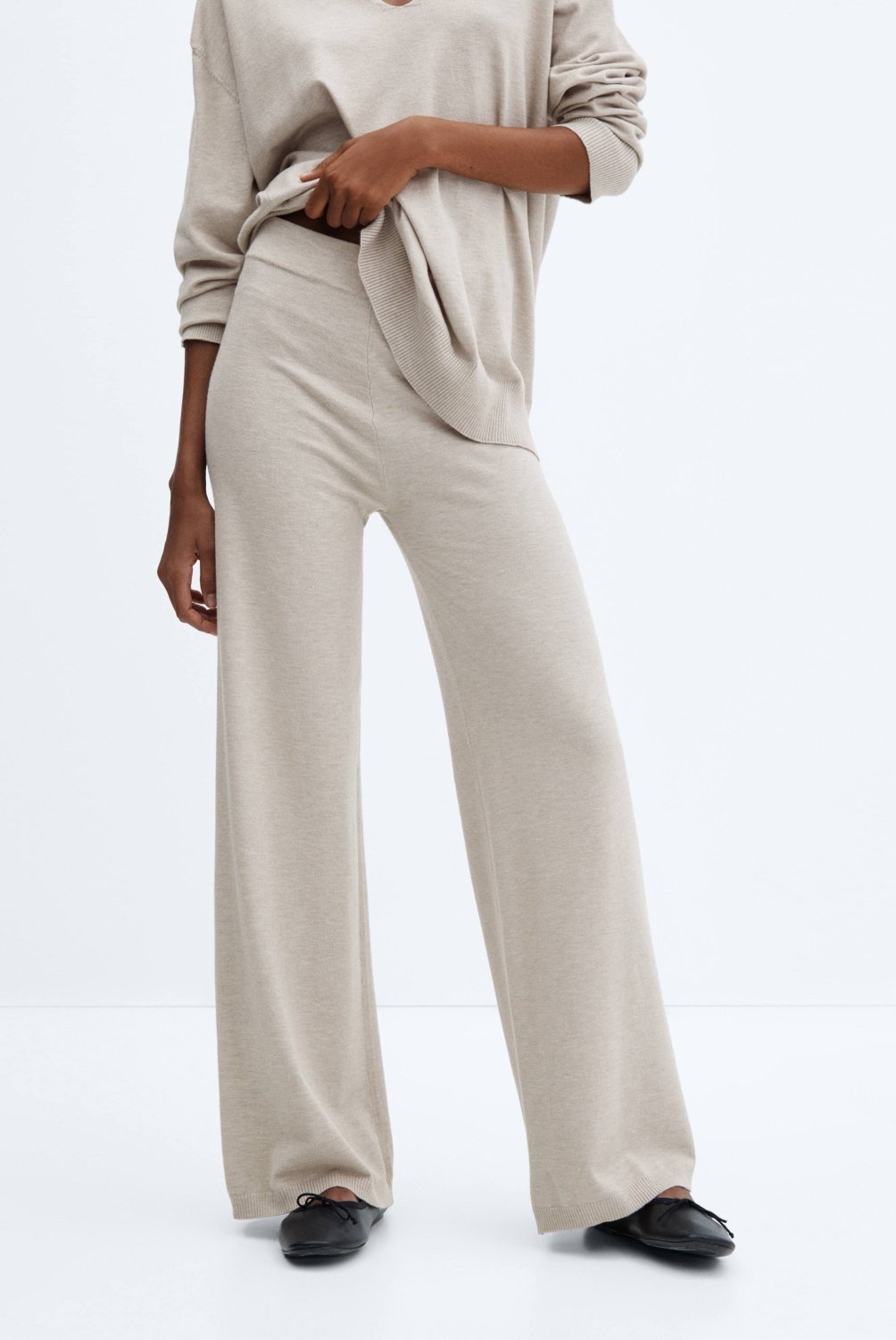 MANGO Pantalón Punto Wideleg Mujer Mango | falabella.com