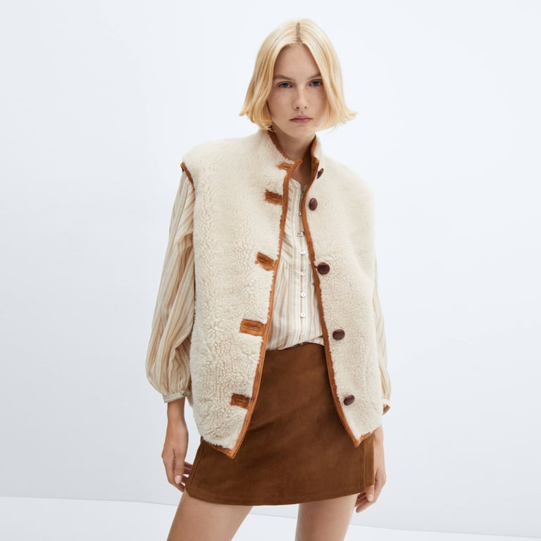 MANGO Chaleco Reversible Borreguito Mujer Mango | falabella.com