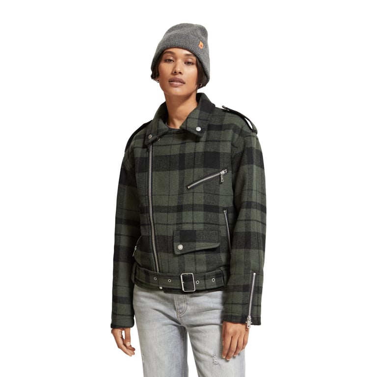 SCOTCHSODA Chaqueta Escosesa Motoquera Mujer Scotch & Soda | falabella.com