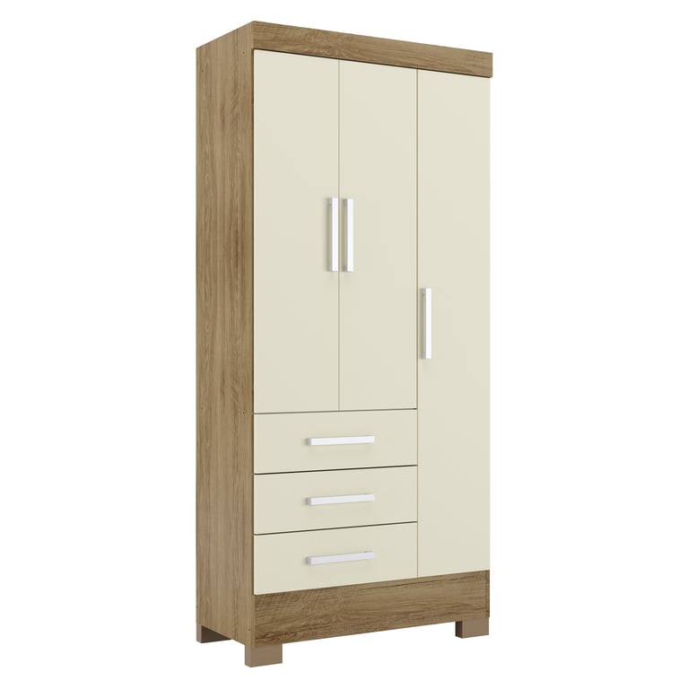 ALTAVISION Closet Palmas Nature/White 3 Puertas 3 Cajones Altavisión ...
