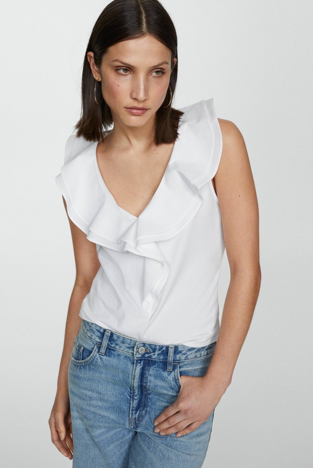MANGO Top de Algodón con Volantes para Mujer | falabella.com