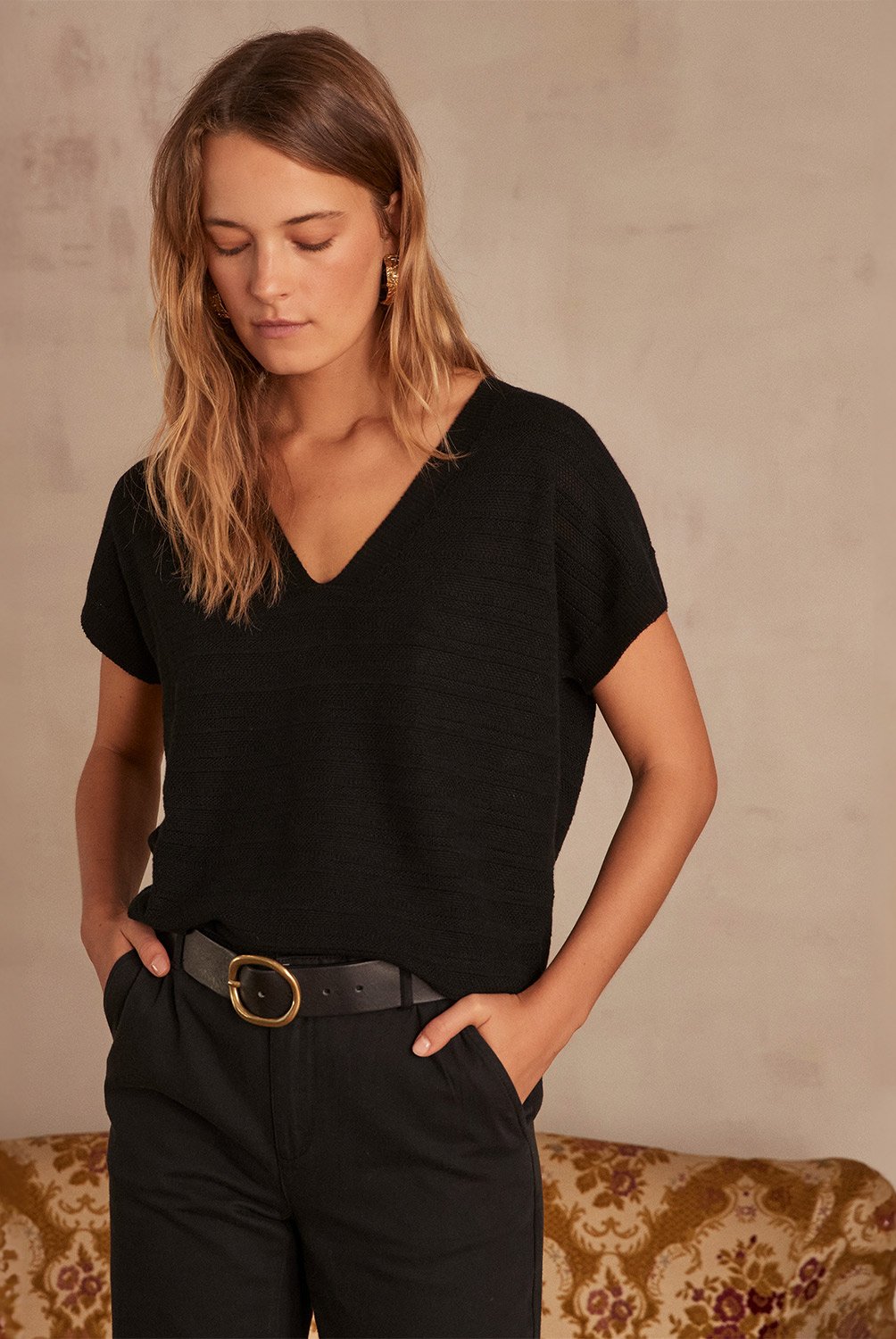 MAISON 123 Polera Manga Corta a Rayas Mujer | falabella.com