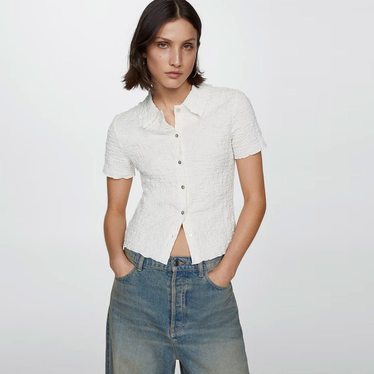 MANGO Polera Algodón Textura Mujer Mango | falabella.com