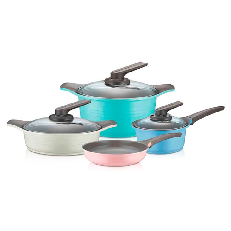 ROICHEN Batería de Cocina Cerámica 7 Piezas Natural Vintage Roichen ...