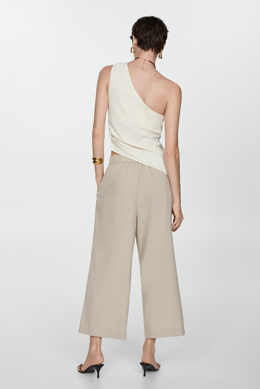 MANGO Pantalón Wideleg Lino Mujer Mango | falabella.com