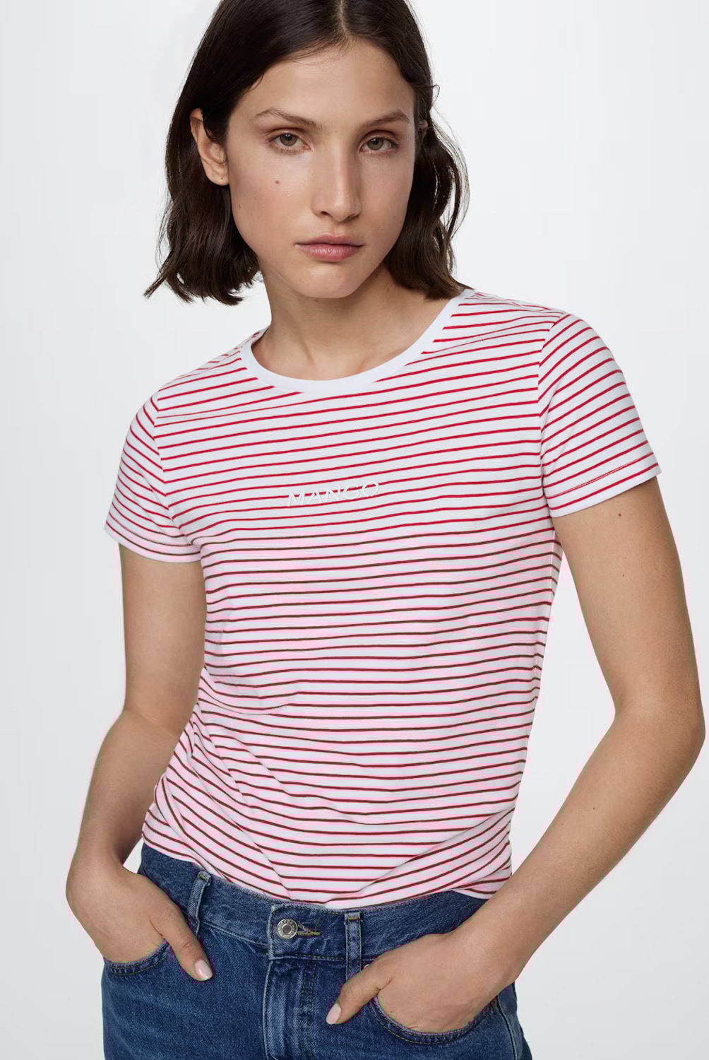 MANGO Polera Rayas Logo Mujer Mango | falabella.com