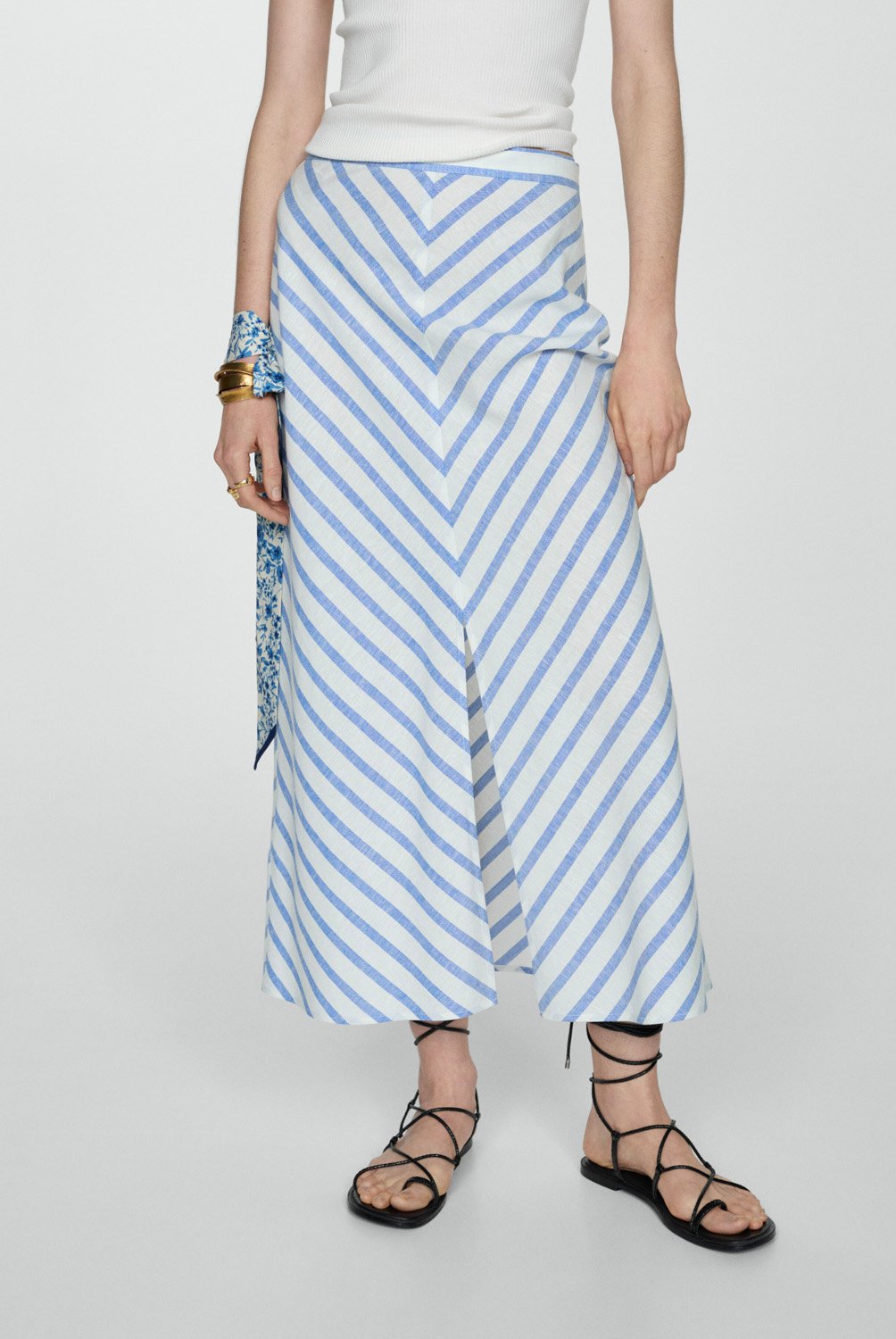 MANGO Falda Estampada Abertura Mujer Mango | falabella.com