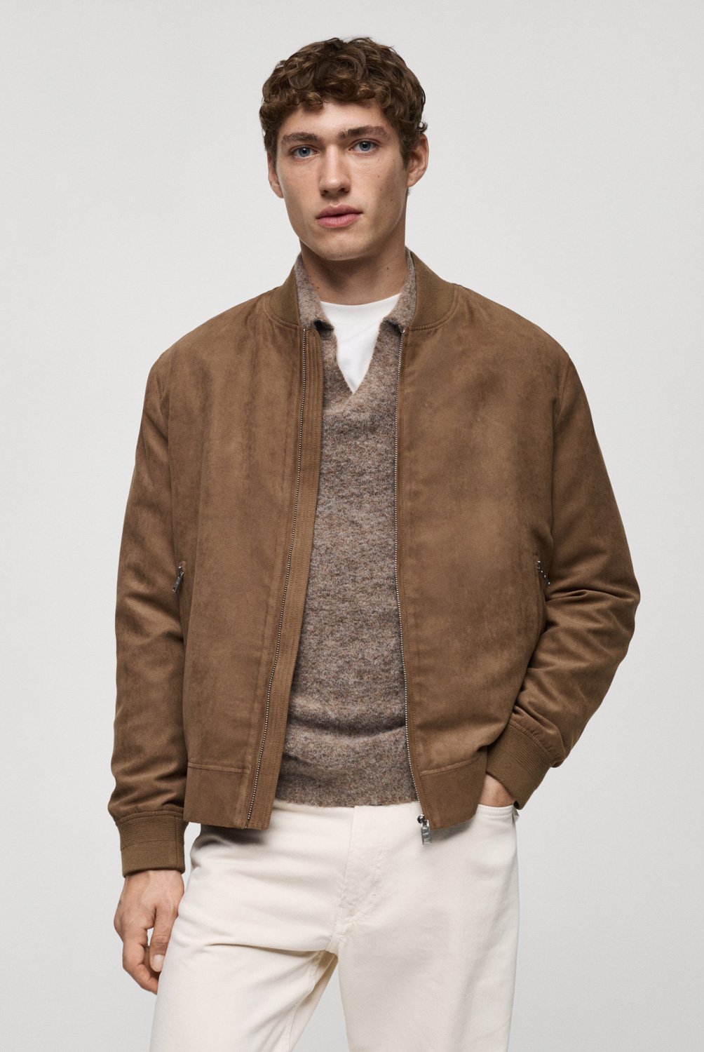 MANGO MAN Chaqueta Bomber Efecto Ante Hombre Mango Man | falabella.com