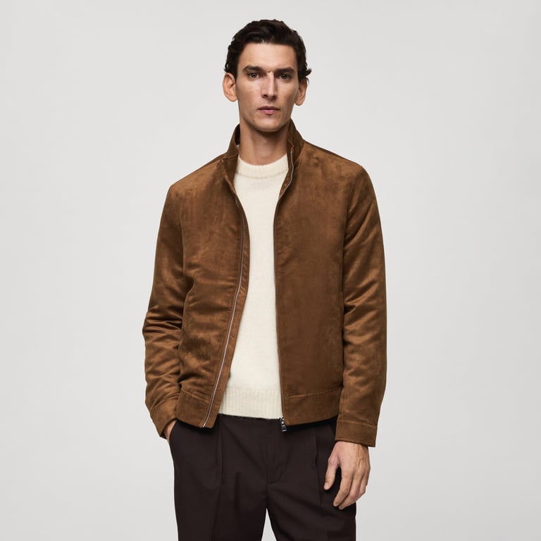 MANGO MAN Chaqueta Efecto Ante Cremallera Hombre Mango Man | falabella.com