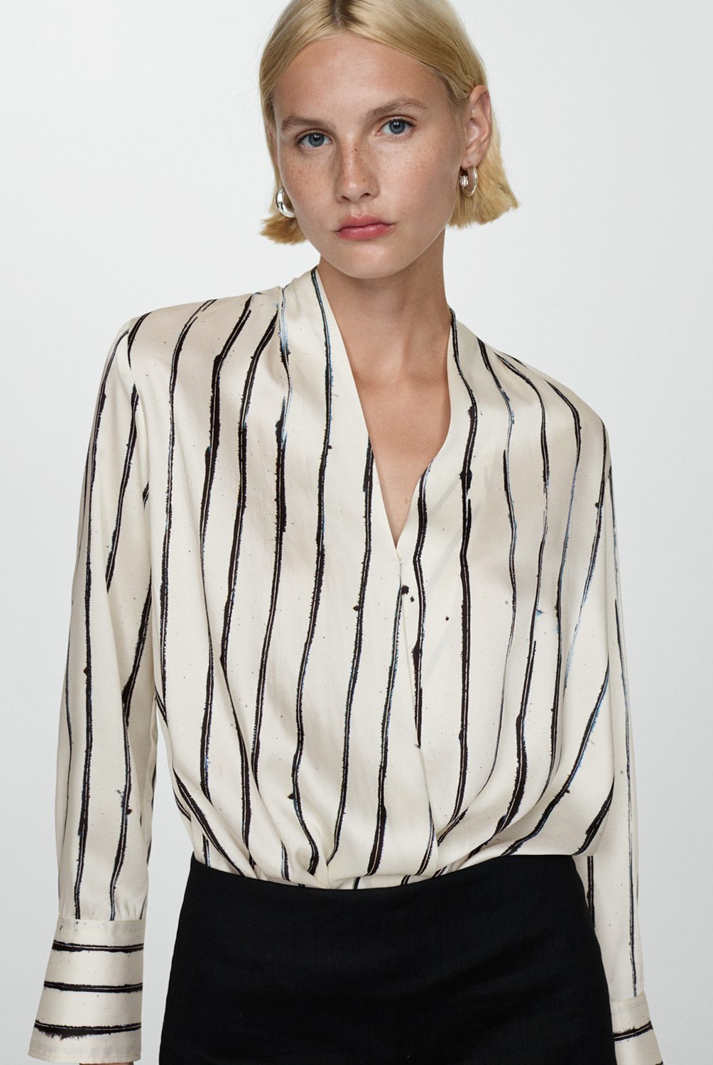 MANGO Blusa Cruzada Rayas Mujer Mango | falabella.com