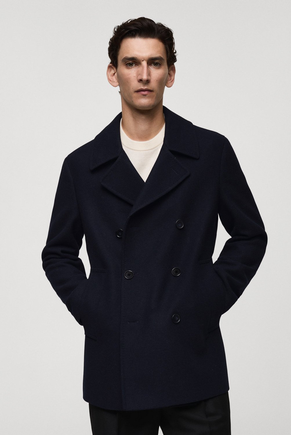 MANGO MAN Abrigo Lana Cruzado Botones Hombre Mango Man | falabella.com