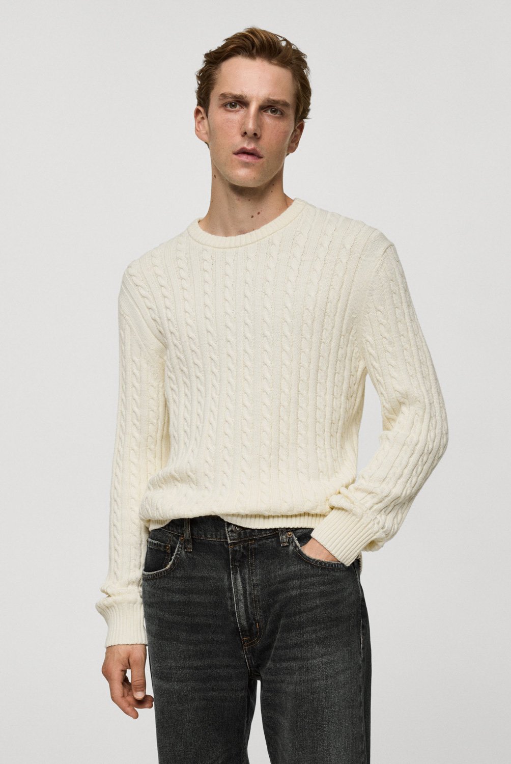 MANGO MAN Sweater Trenzado Algodón Lana Hombre Mango Man | falabella.com