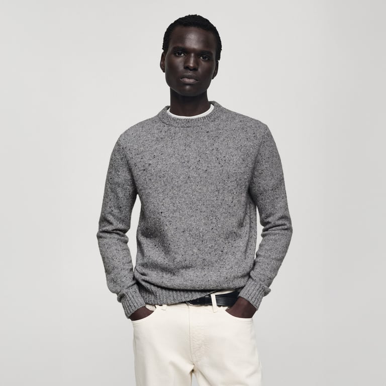 MANGO MAN Sweater Punto Lana Jaspeada Hombre Mango Man | falabella.com