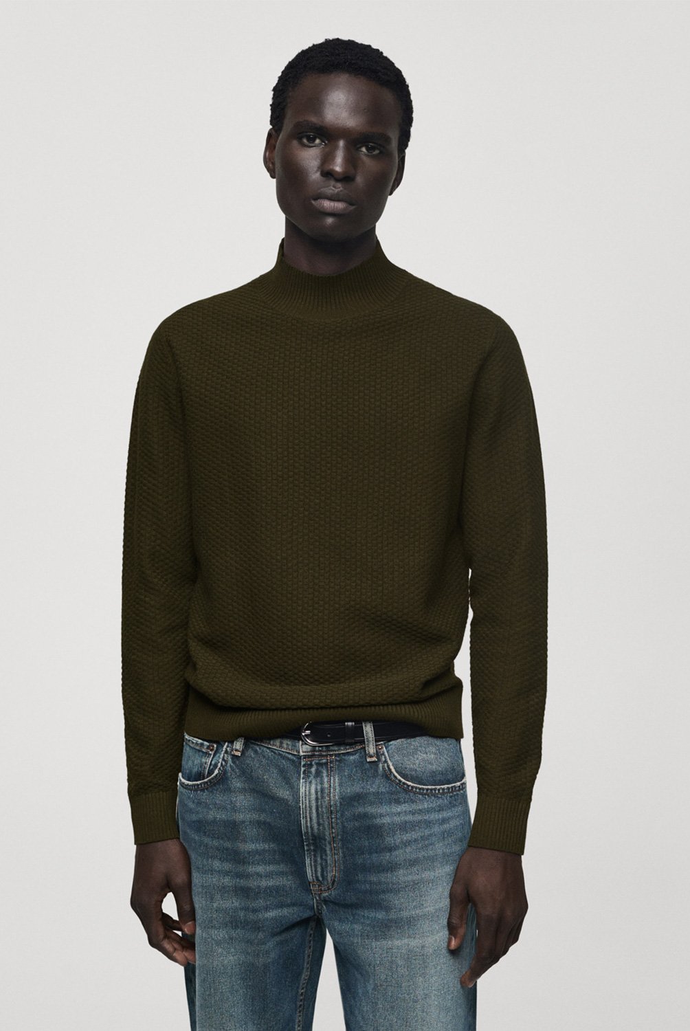 MANGO MAN Sweater Algodón Estructura Cuello Perkins Hombre Mango Man ...
