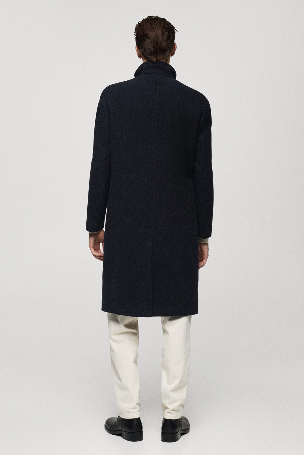 MANGO MAN Abrigo Largo Lana Cuello Chimenea Hombre Mango Man ...