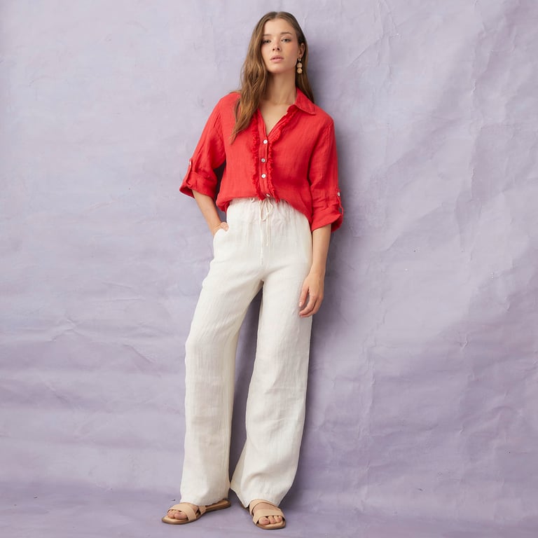 BASEMENT Pantalón Recto Tiro Medio Mujer Lino Italia Basement ...