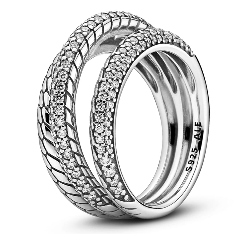 PANDORA Anillo Triple Diseño Cadena De Serpiente Mujer Pandora ...