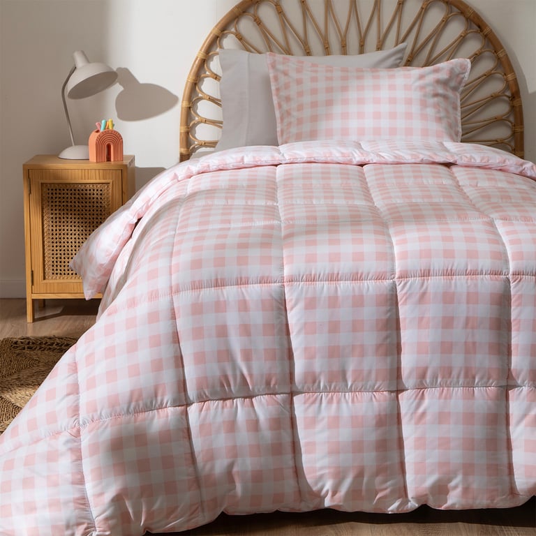 MICA KIDS Plumón Cuadros Rosado 1,5 Plazas Mica Kids | falabella.com