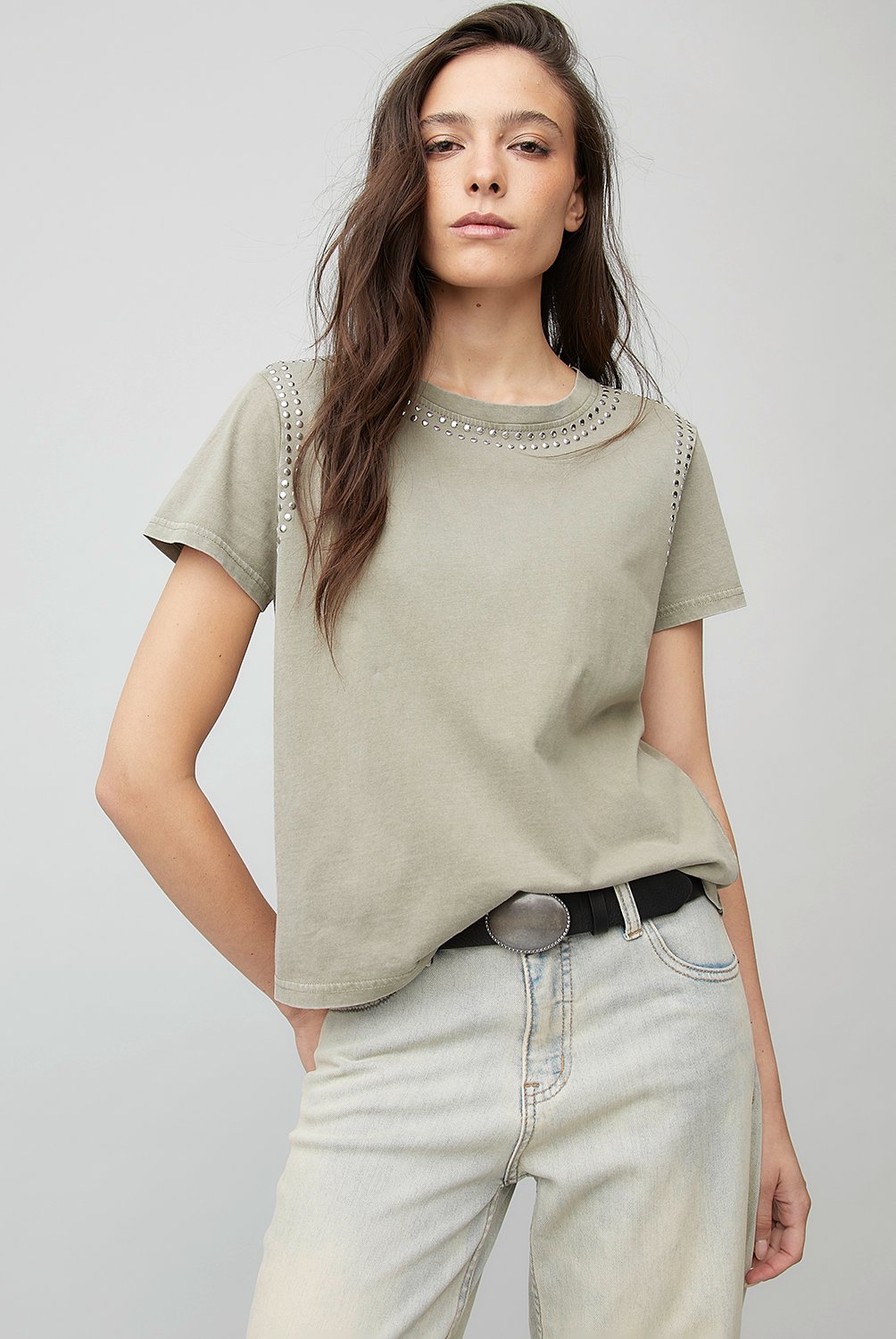 AMERICANINO Polera Boxy Fit Tachas Manga Corta Mujer Americanino ...