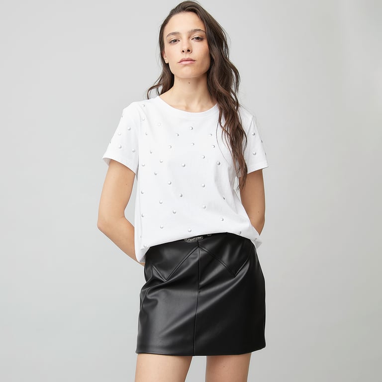 AMERICANINO Polera Americanino Boxy Fit Tachas Manga Corta Mujer ...