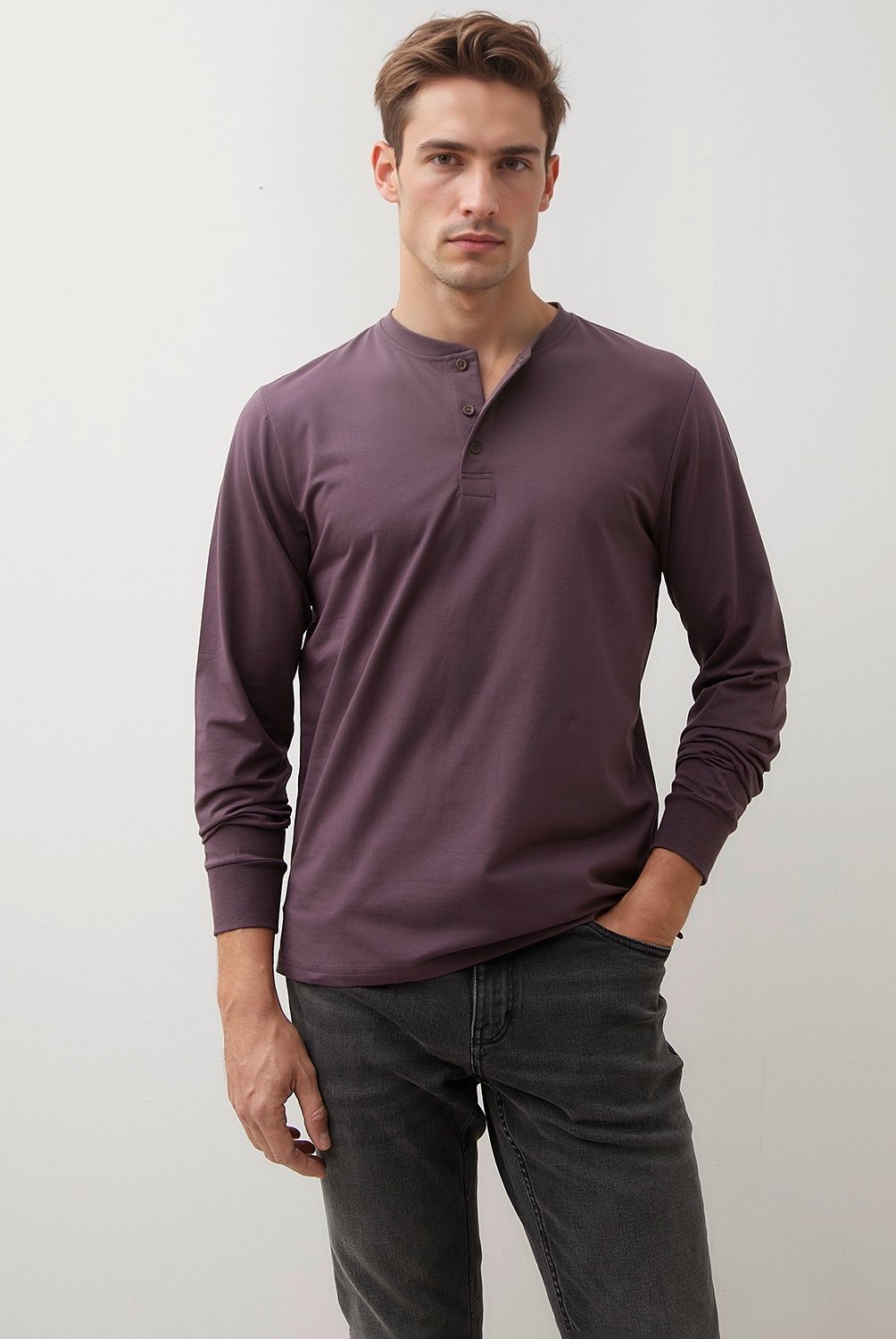 WOLF&HANK Polera Manga Larga Henley Algodón Hombre Wolf&Hank ...