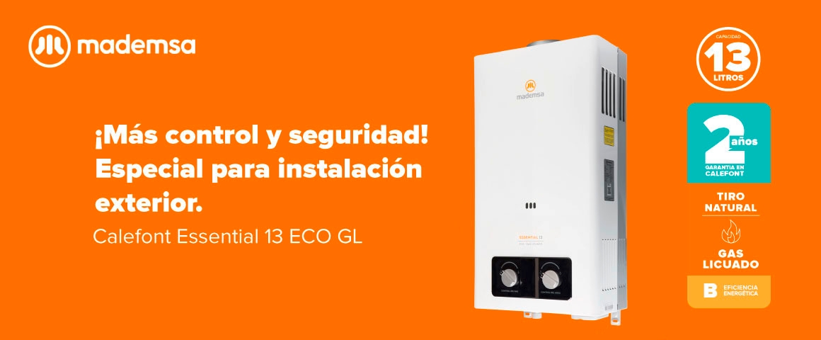 MADEMSA Calefont Gas Licuado 13 Litros Tiro Natural Essential Eco ...