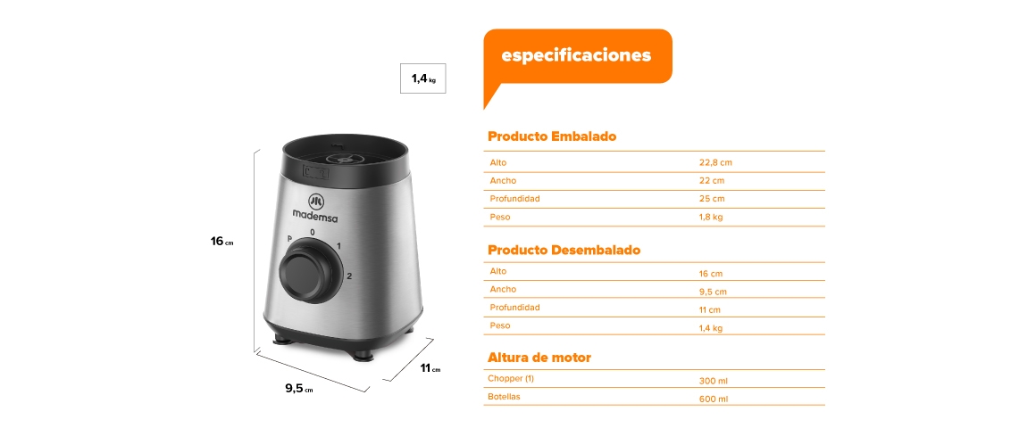 MADEMSA Licuadora 0.6 LT MBL30 Mademsa | falabella.com