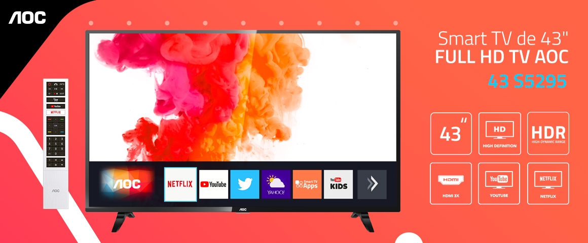 AOC LED 43" 43S5295 Full HD Smart TV | falabella.com