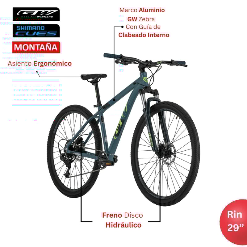 Bicicleta de Montaña GW Zebra Rin 29 Shimano 9 Vel. Talla M GW ...