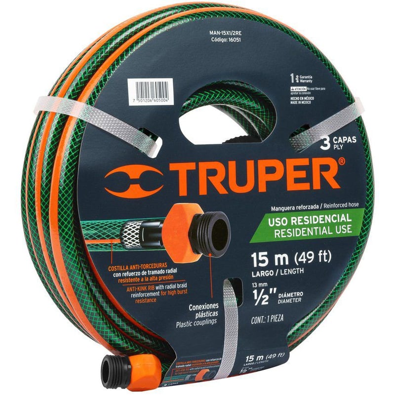 Manguera para agua de 1/2x15mts truper 16051 TRUPER | falabella.com