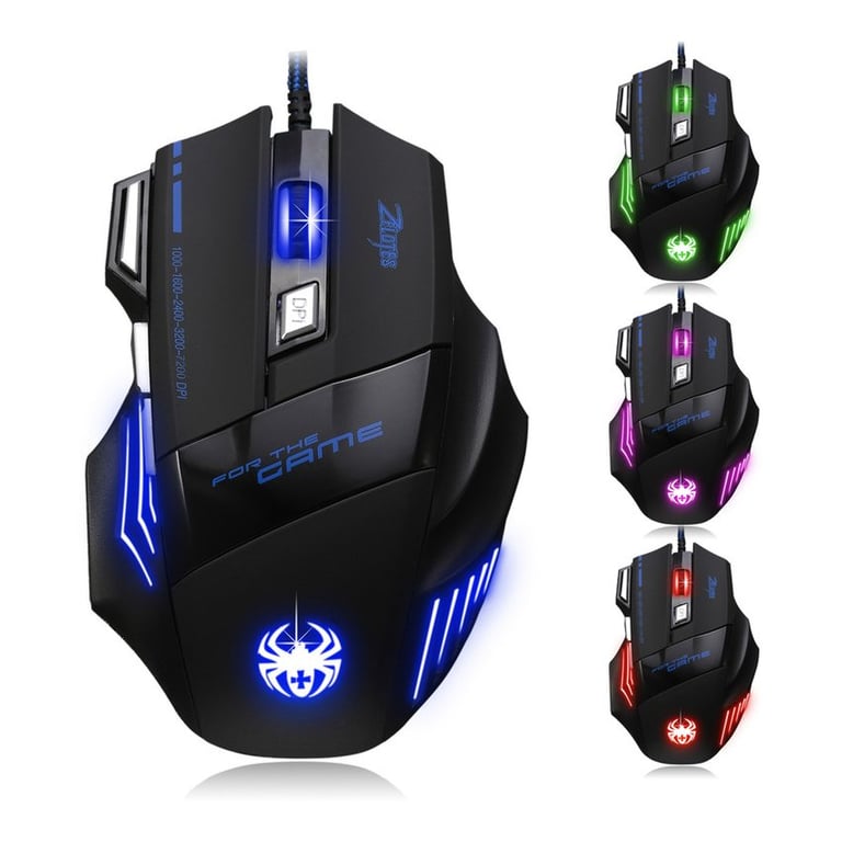 Mouse Gaming Programable 7200 DPI USB Gamer 7 Botones Zelotes T-80 ...