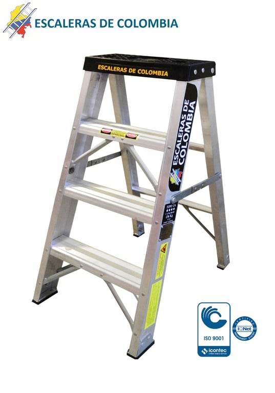 Escalera Certificada Tipo Tijera En Aluminio 3 pasos / 0.90Mts 136 Kg ...