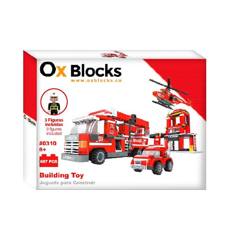 Estación De Bomberos Armable OX Blocks 0310 697 Piezas Rojo OX BLOCKS ...