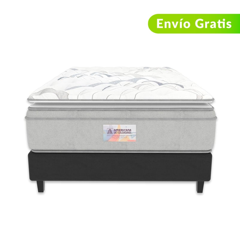 Colchón con Base Cama Queen Firmeza Media Ortopédico Resortado con ...