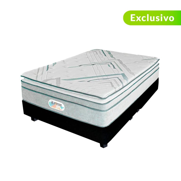 Colchón con Base Cama Doble Firmeza Media Ortopédico Resortado con ...