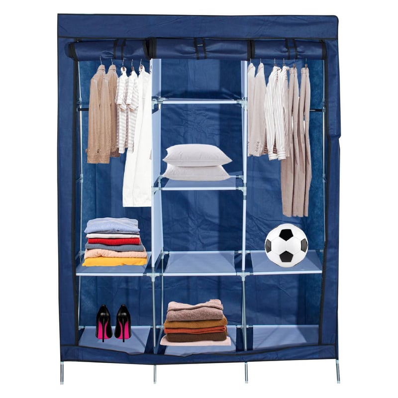 Closet Armario Doble Desarmable Portatil Con Forro - Azul - Único ...