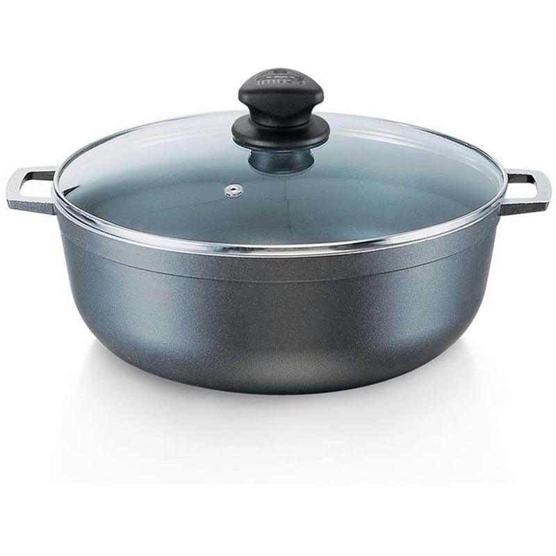 Caldero imusa 18 cm aluminio fundido antiadherente con tapa de vidrio ...