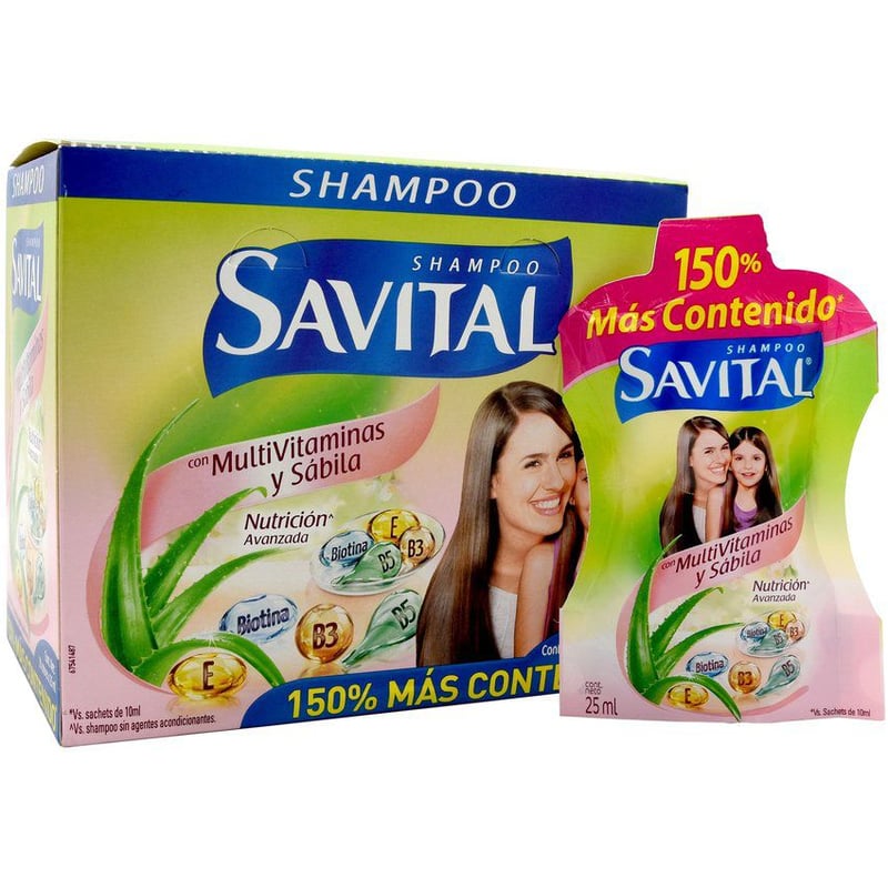 Shampoo Savital Multivitaminas & Sábila 20 Sobres X 25 Ml SAVITAL ...